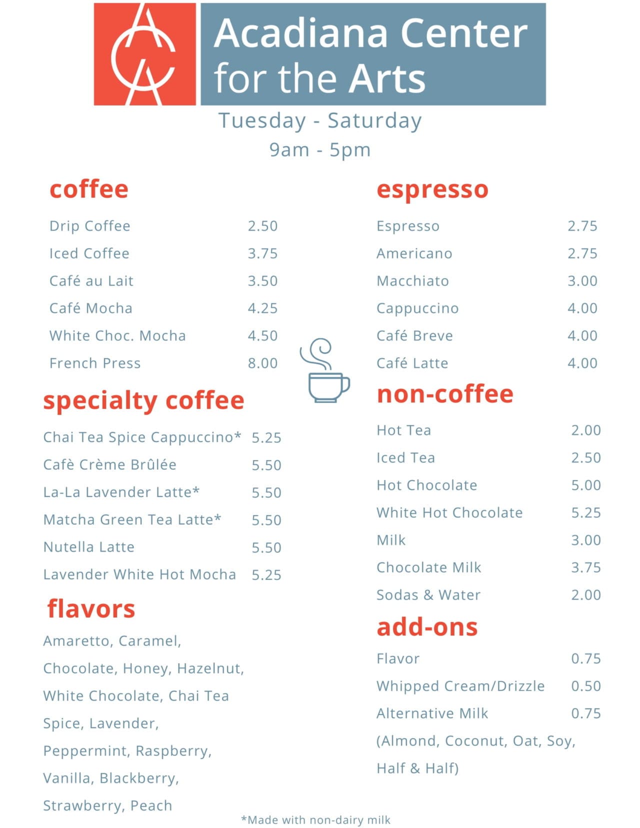 AcA Café - acadianacenterforthearts.org